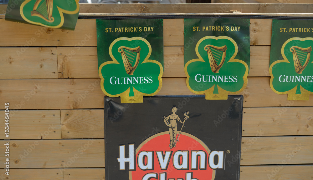 special plastic bunting with Guinness clover leaf logos and Havana Club ...