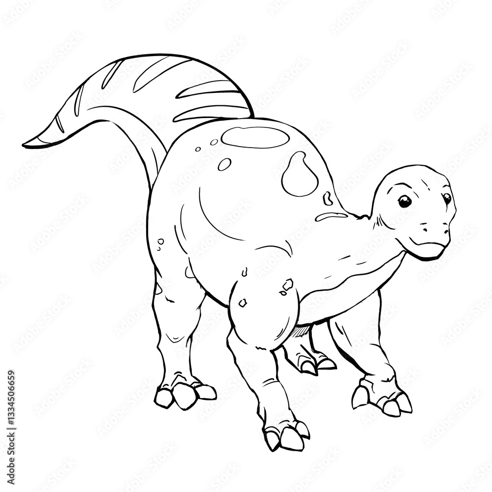 Dinosaur Hand drawing line art coloring book illustration, coloring ...
