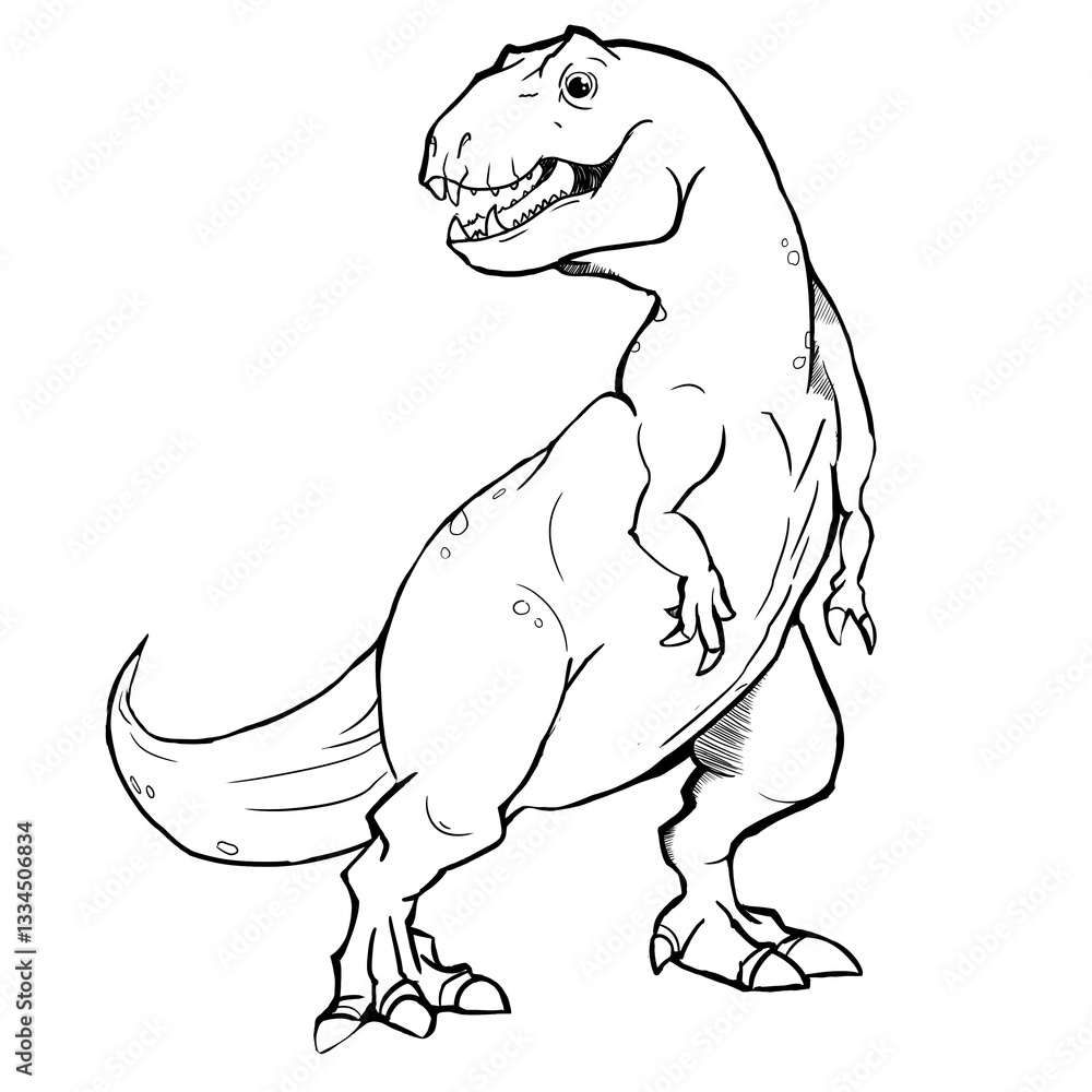 Dinosaur Hand drawing line art coloring book illustration, coloring ...