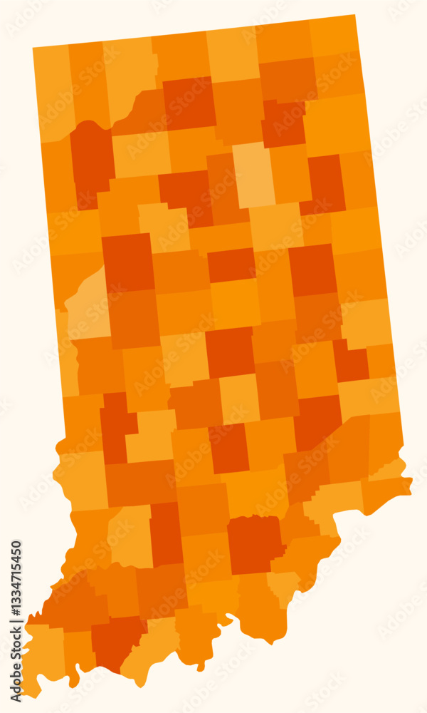 Map of Indiana with counties. Just a simple state border map with ...