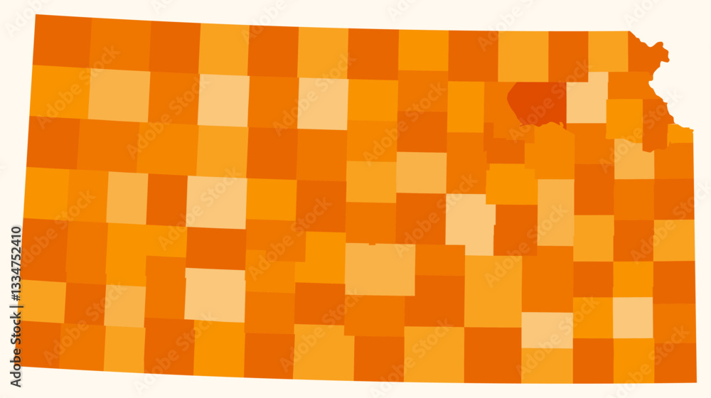 Image vectorielle Stock Map of Kansas with counties. Just a simple ...