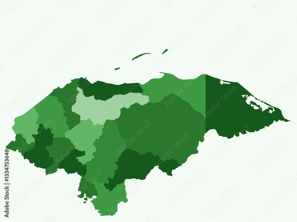 Map of Honduras with regions. Just a simple country border map with ...