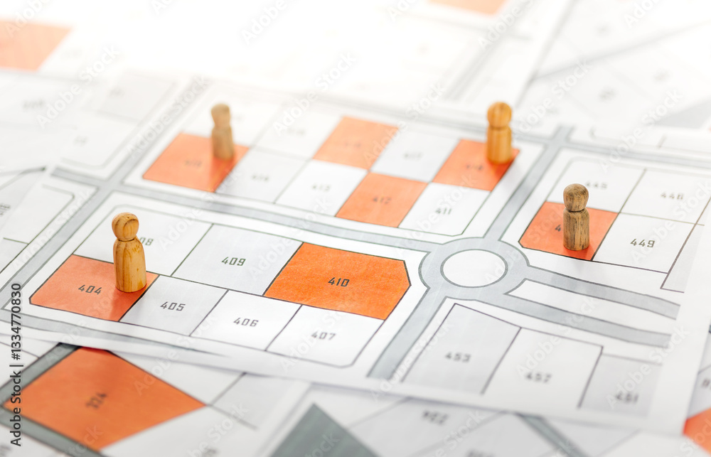 imaginary cadastral map search for assess to buy the land concept. Land ...