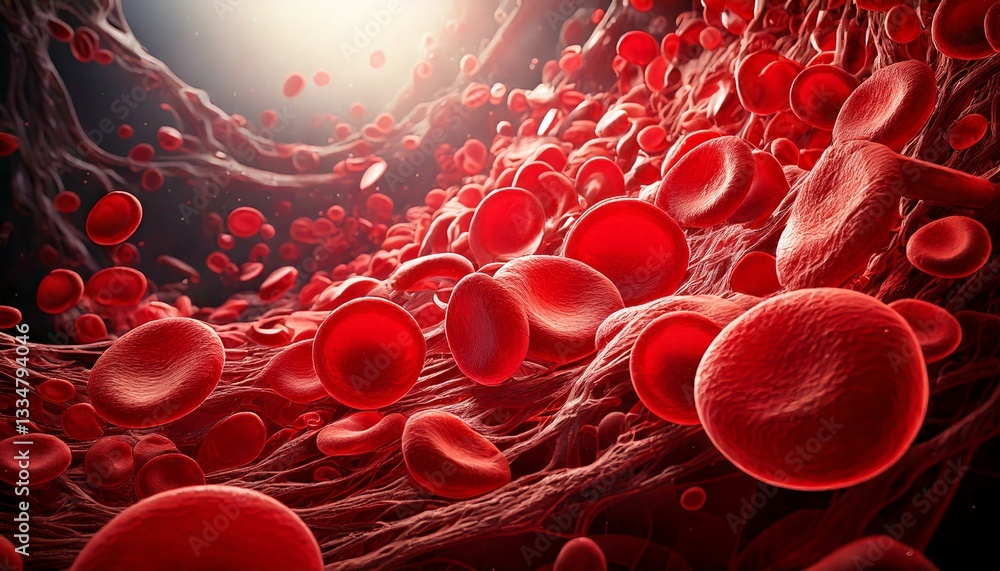 Anatomically accurate red blood cells moving through capillaries ...
