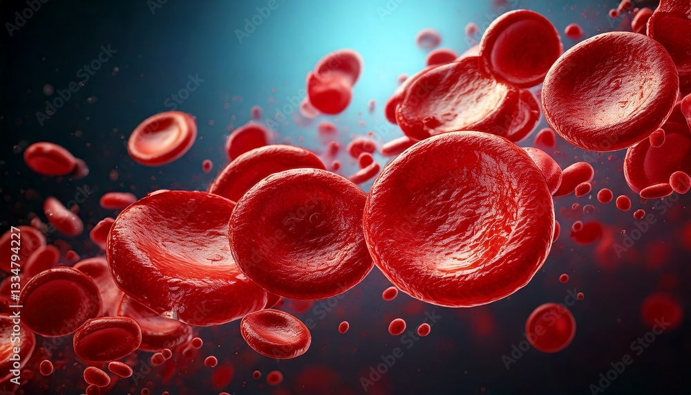 High-resolution medical rendering of healthy and unhealthy red blood ...