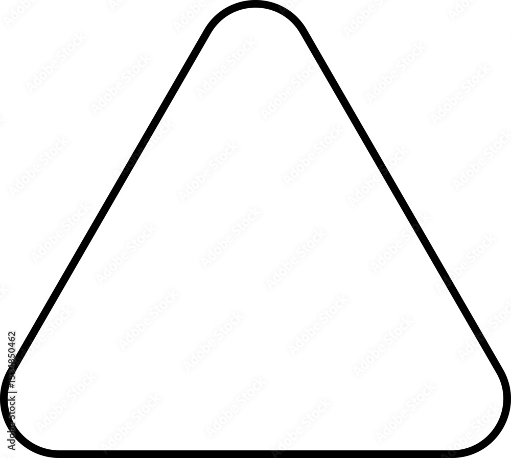 Simple Black Curved Triangle outline. Rounded Triangle linear. Triangle ...