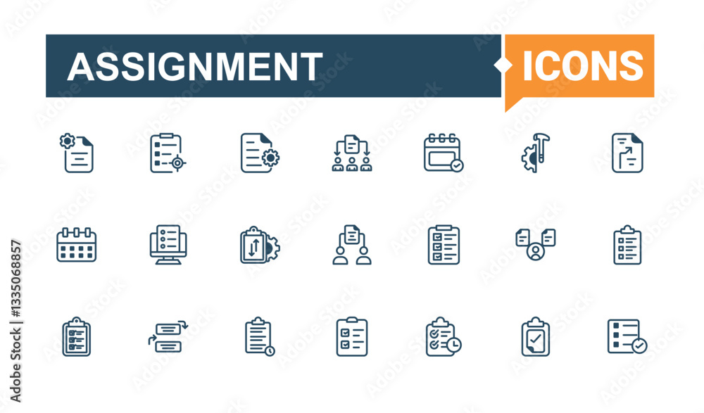 Assignment icon collection. Contains such icon as work, workflow, list ...