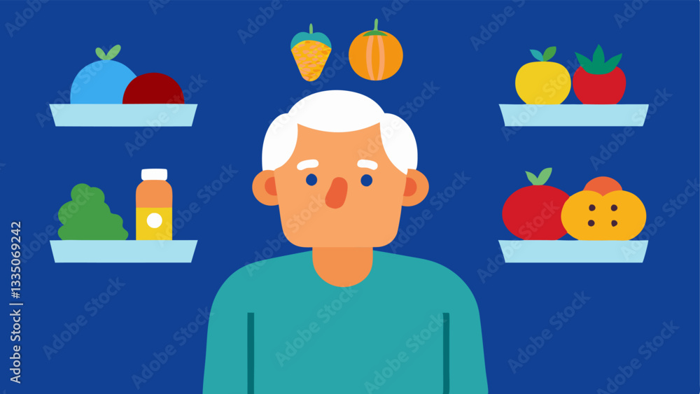 Nutrition Awareness An elderly person struggling to choose healthy ...