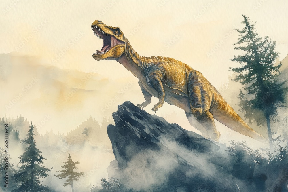 Stock-Illustration „Tyrannosaurus Rex Mountain Majesty - A majestic ...