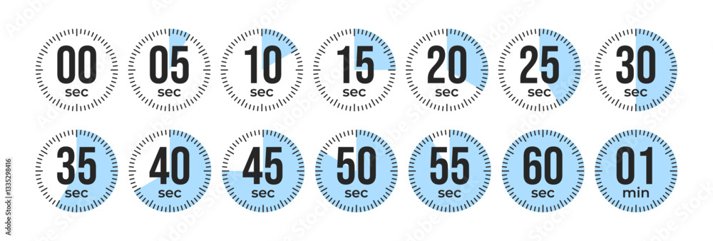 Second Timer, clock, stopwatch, Countdown timer, cooking time icon set ...