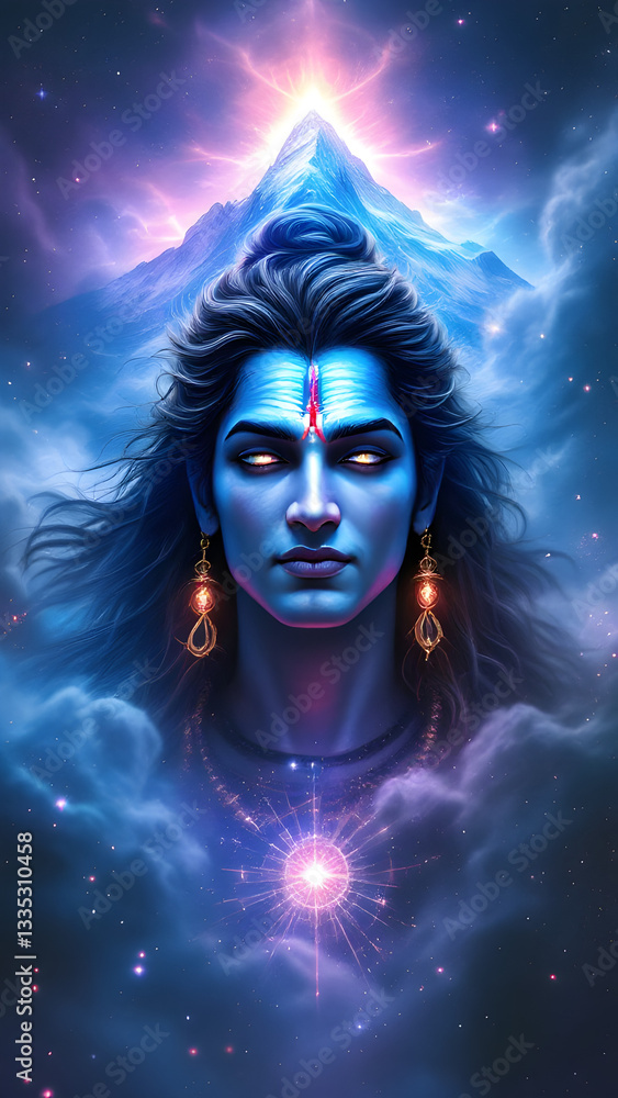 Face of Lord Shiva and Mount Kailash Stock Illustration | Adobe Stock