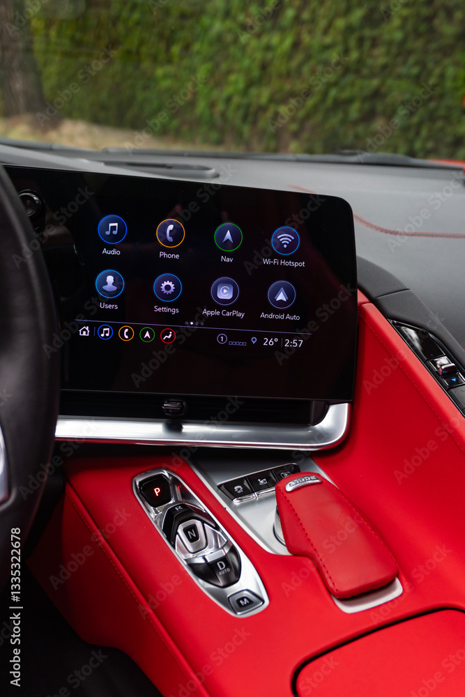 Corvette C8 infotainment system center console screen, Luxury sports ...