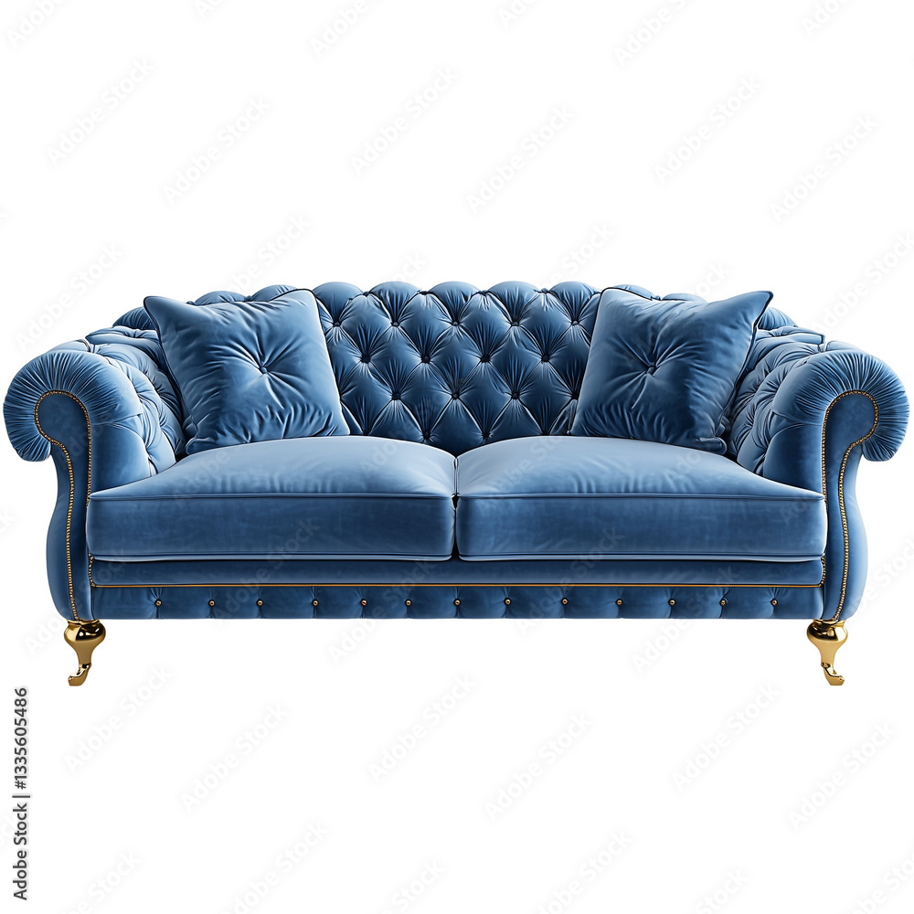Blue chesterfield sofa furniture home decor design isolated on ...