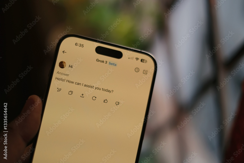 Delhi, India - March 16 2025 : Grok app on phone screen, generative ...