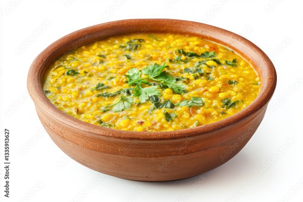 Hearty Indian Dal Tarka in Rustic Clay Bowl Warm Golden Lentils with ...