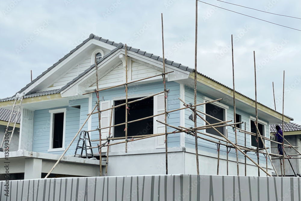 Construction site of housing project show house during construction ...