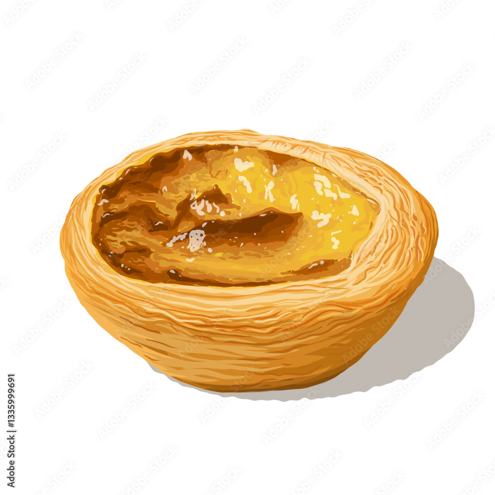 Traditional Portuguese Egg Tart (Pastel de Nata) Vector Illustration ...