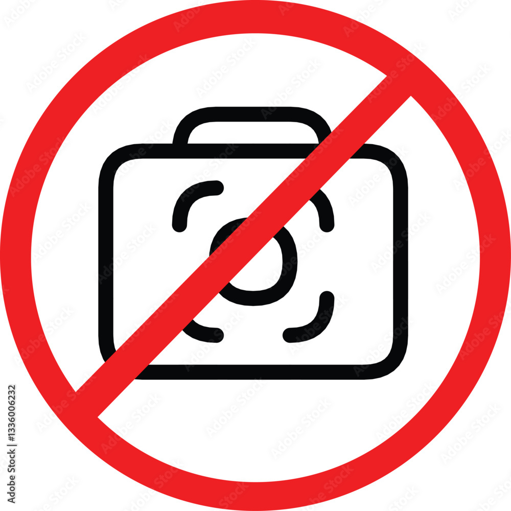 "No camera" icon with a red prohibition sign. Perfect for private ...