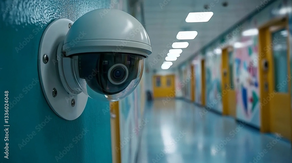 security cameras school concept. CCTV camera monitoring a school ...
