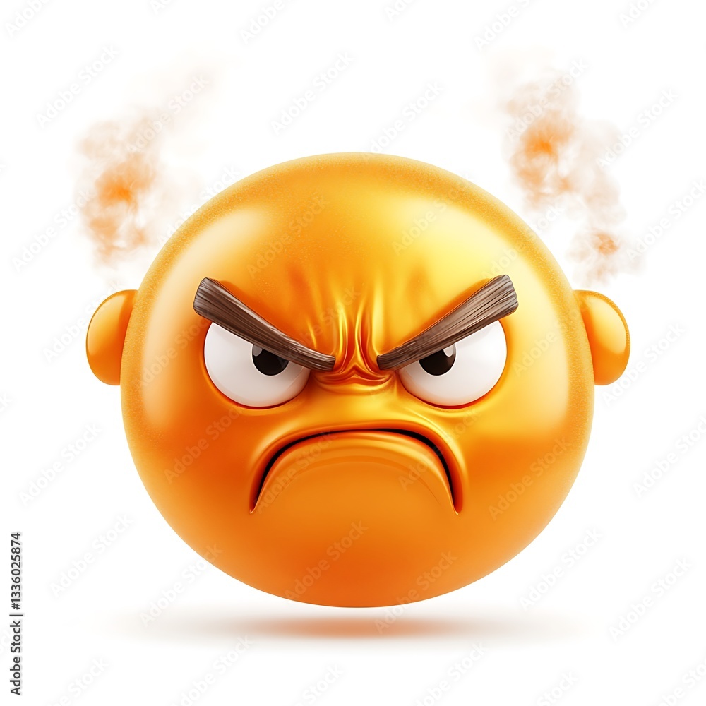 Ilustración de Stock An angry face emoji with closed eyes and steam ...