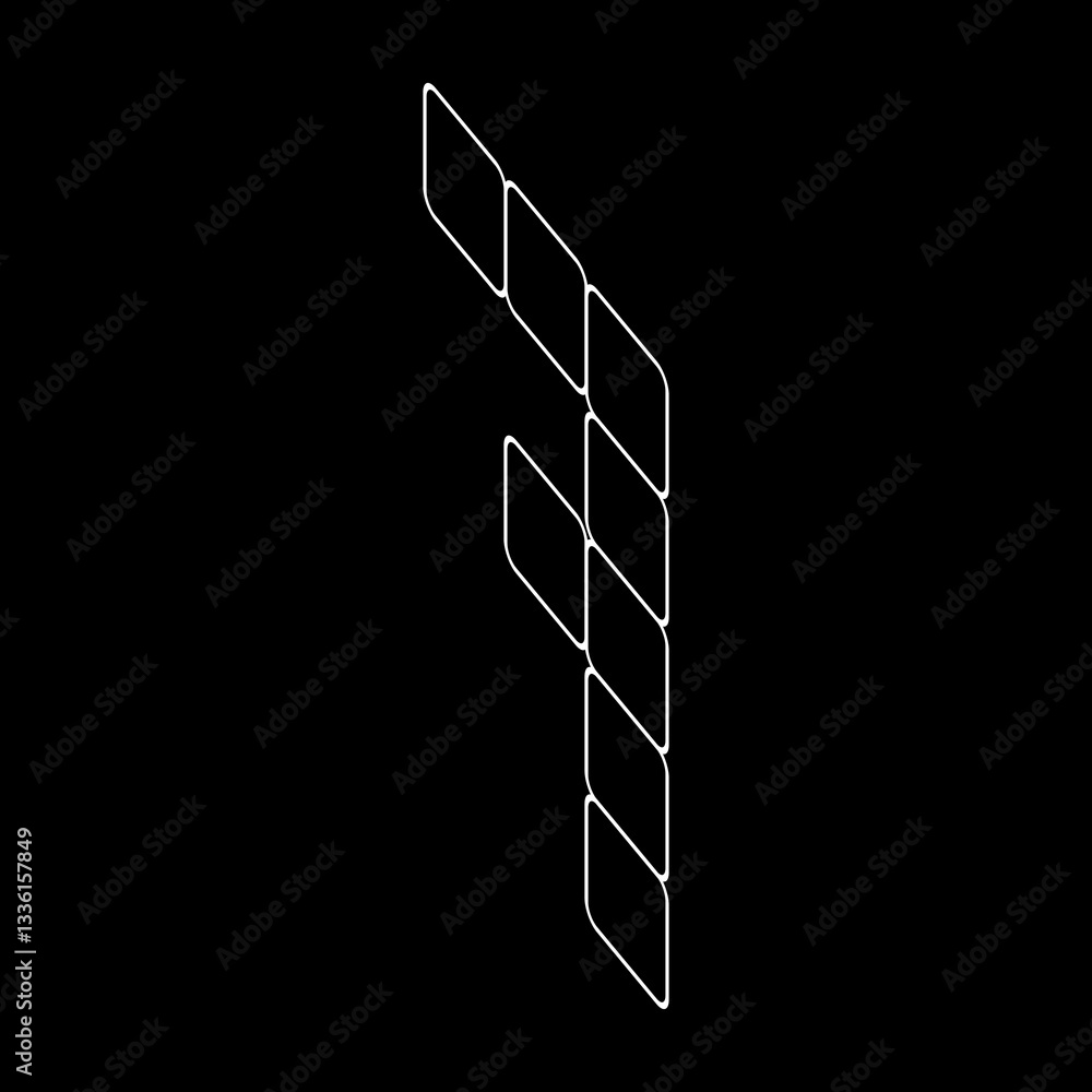 Vector outline number 7. Italic number design. This design is suitable ...