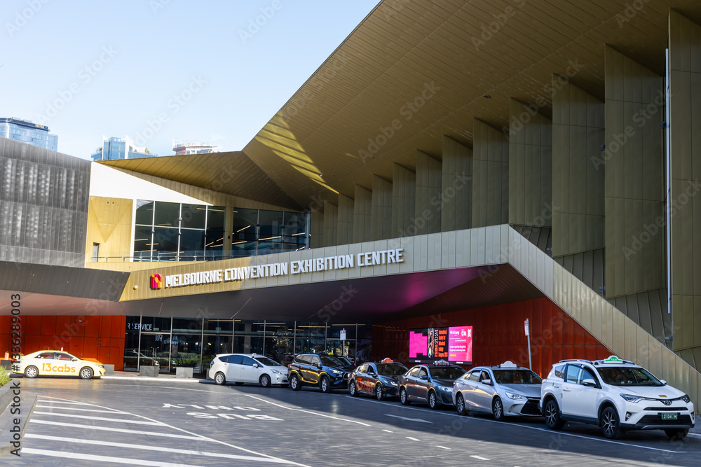 Exterior facade of the Melbourne Convention and Exhibition Centre ...