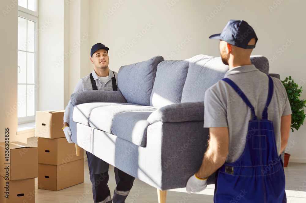 Young mover men service sofa furniture moving, individual, company ...