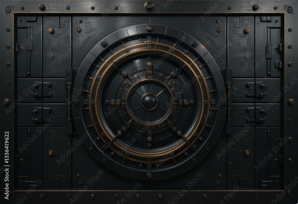 Steampunk Industrial Vault Door Circular Mechanism Metallic Textures ...