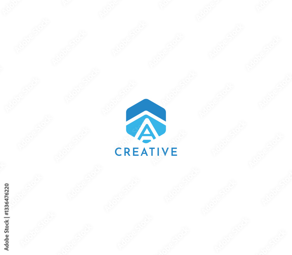 Letter A hexagonal structure logo design with up arrow shape on white ...