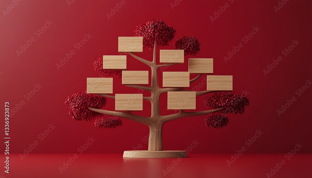 Stock-Illustration „3D organization structure with wooden labels on a ...