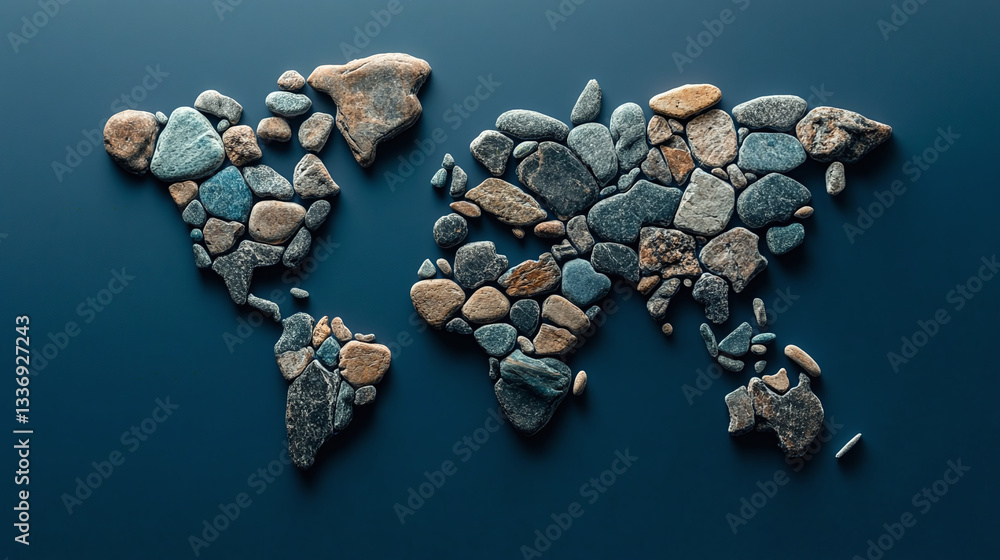 stones world map made with real 3d rendered realistic render earth ...