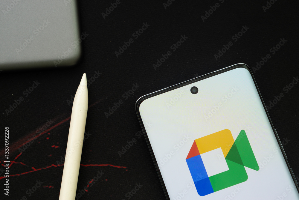 Dhaka, Bangladesh - 16 March 2025: The logo of the Google Meet is ...