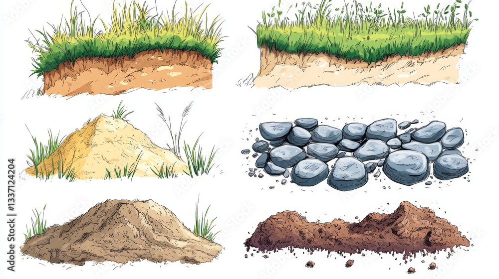 Game seamless ground and underground layer with sand hills, soil ground ...
