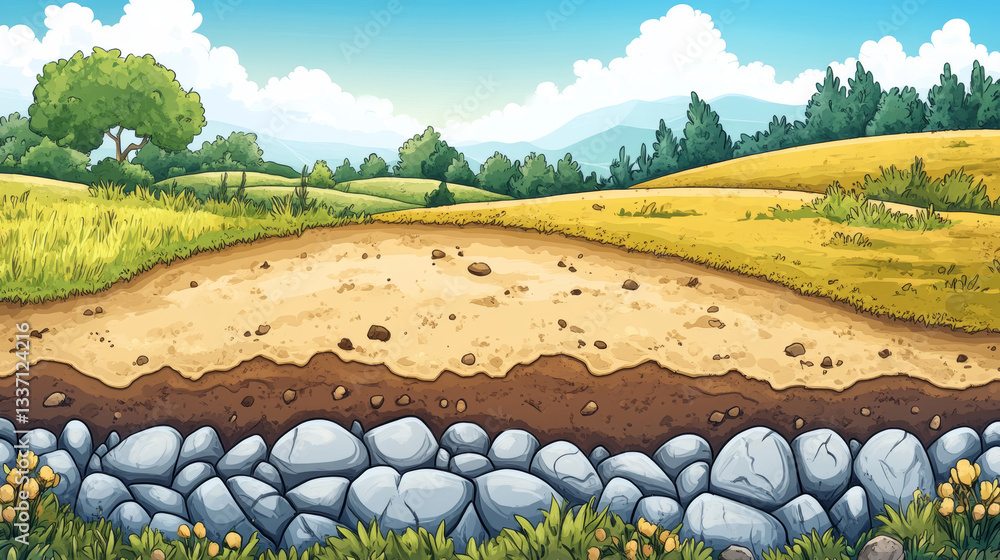 Game seamless ground and underground layer with sand hills, soil ground ...