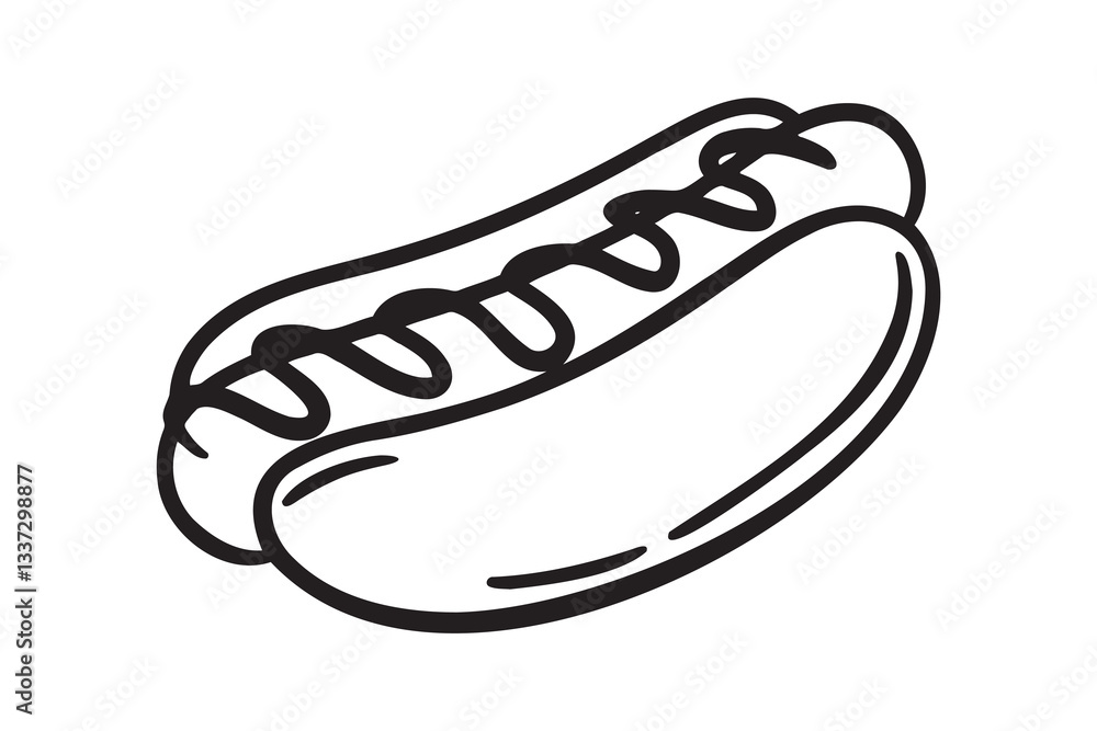 hot dog icon doodle hand drawn. Outline drawing hot dog line clipart ...