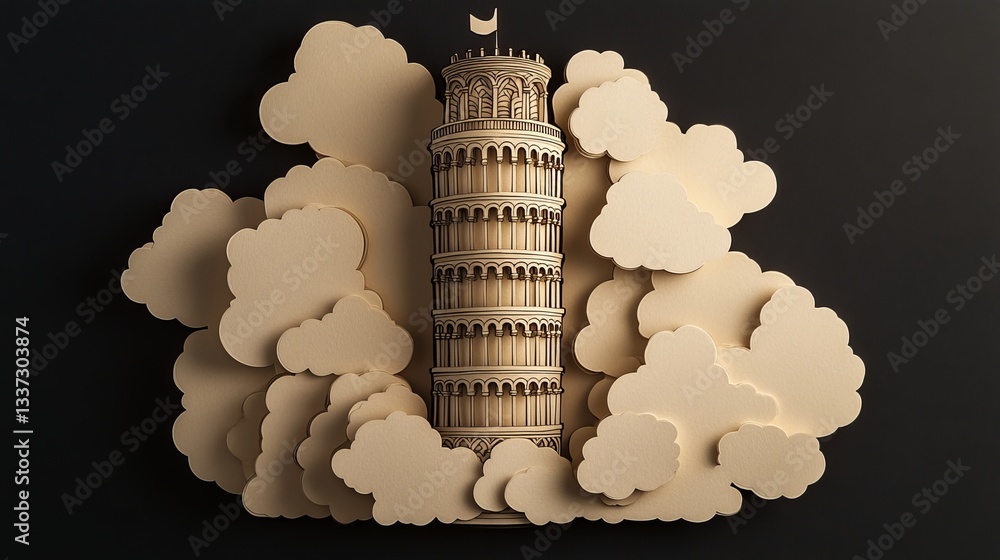 An intricate sculpture made of paper brings the Leaning Tower of Pisa ...