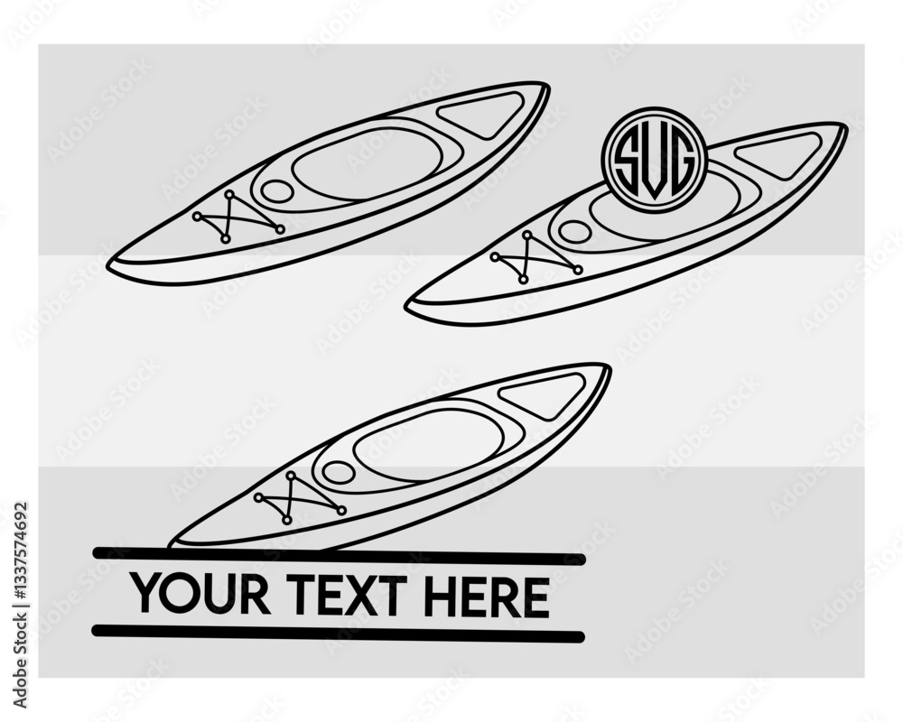 Kayak SVG Silhouette Bundle, Kayak Silhouette, Kayak Boat Svg, Sports ...