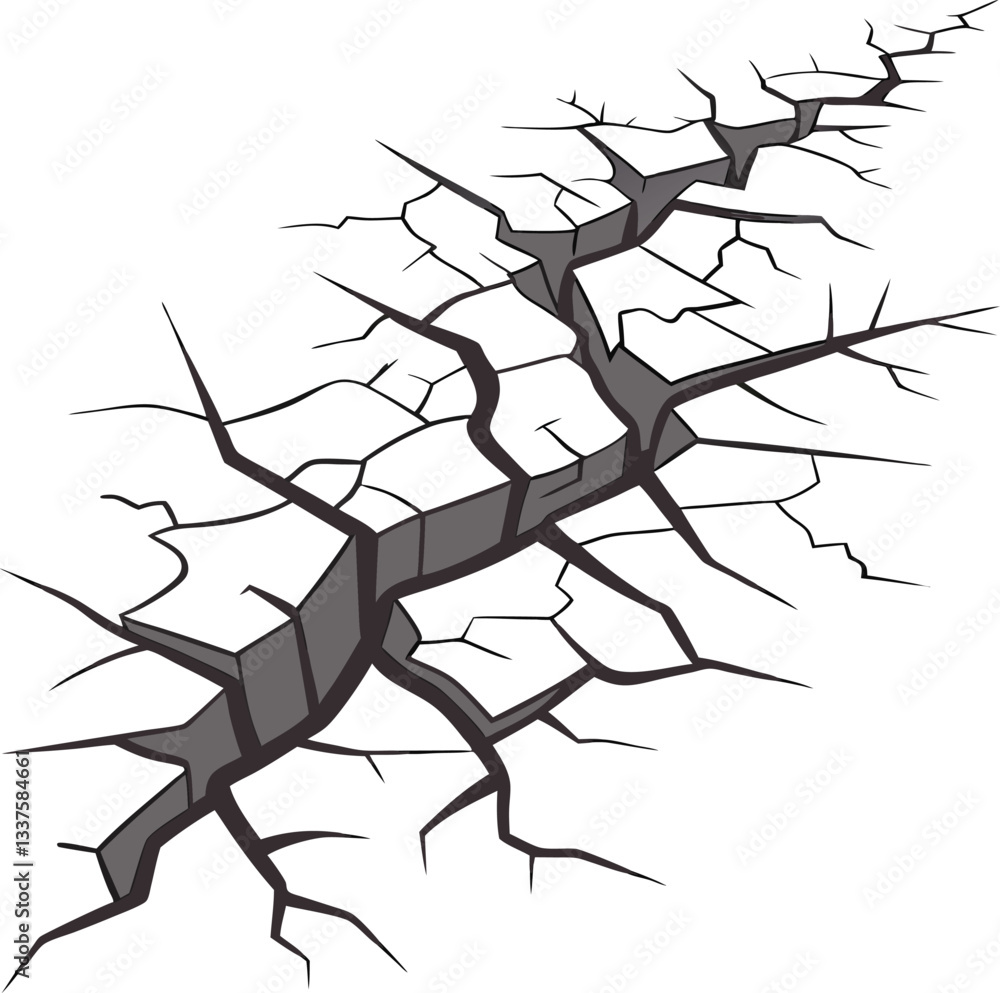 Earthquake Surface Cracks and Fissures Top View – Broken Ground Effect ...