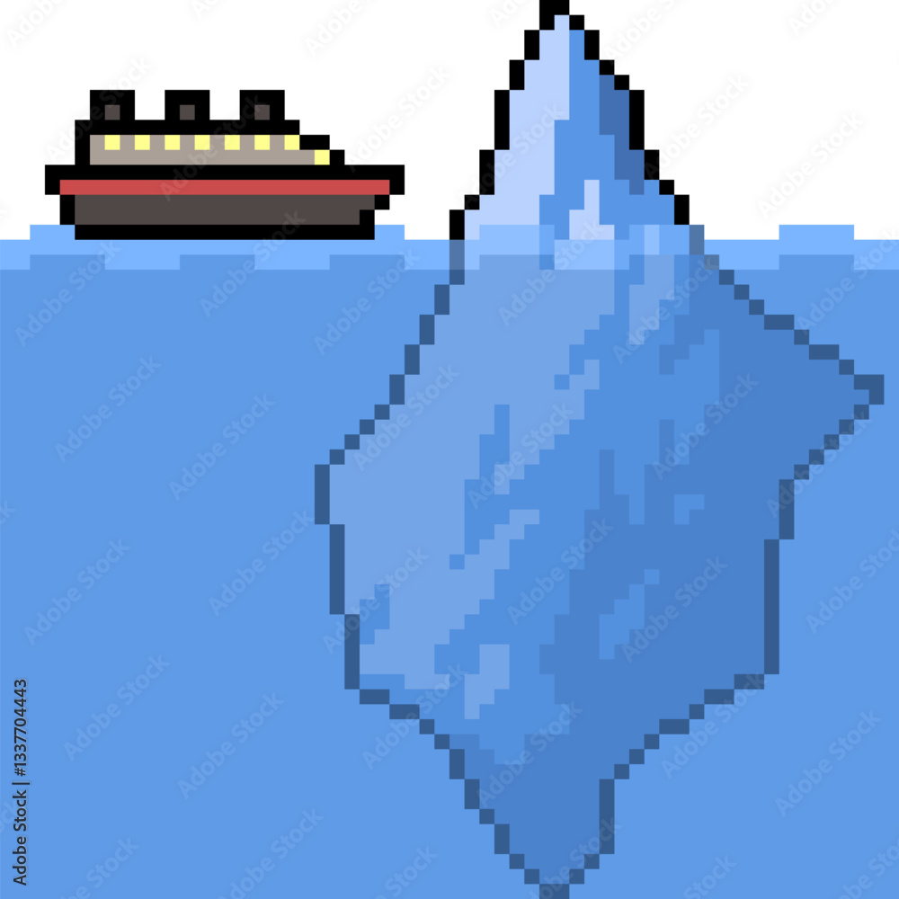 pixel art of ship iceberg comparison Stock Vector | Adobe Stock