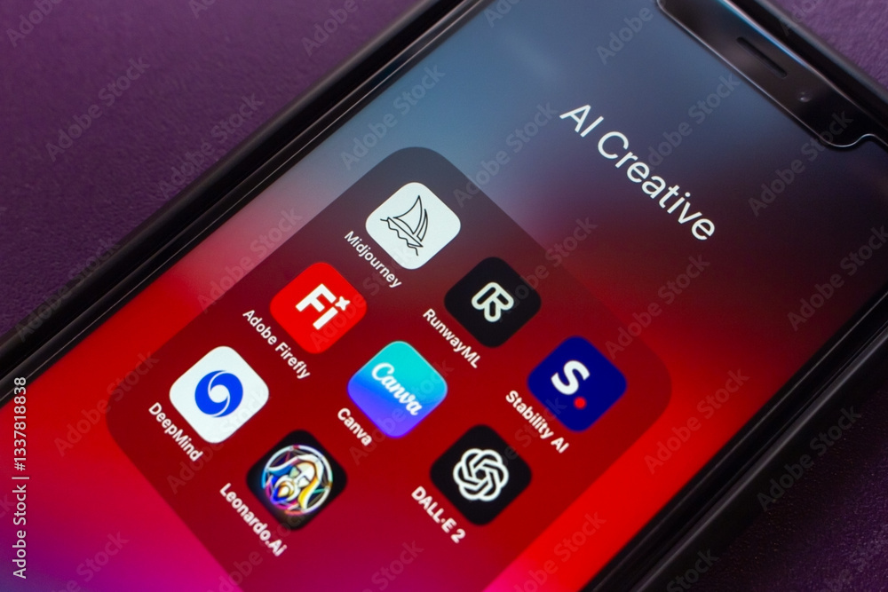 Mexico City, MEXICO - Mar 11 2025 : iPhone home screen with leading AI ...