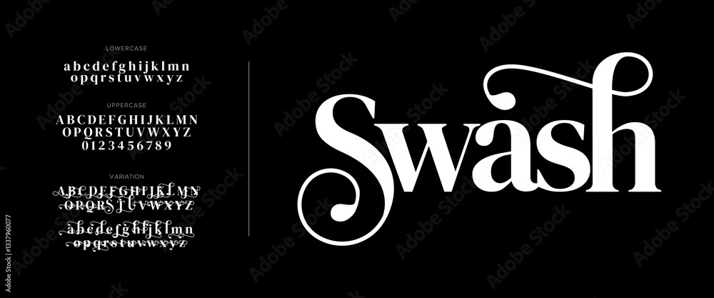 Swash Elegant Font Uppercase Lowercase And Number. Classic Lettering ...