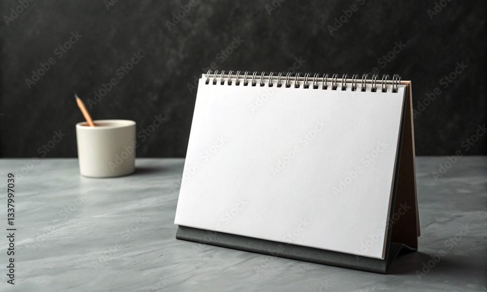 calendar white isolated mockup empty blank table desk dateline business ...