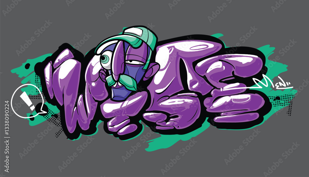 WISE A bold and edgy graffiti-style vector artwork featuring a ...