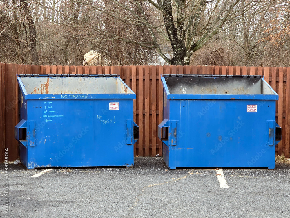 Two Blue Dumpsters, Trash, Garbage, Waste, Recycling, Waste Management ...