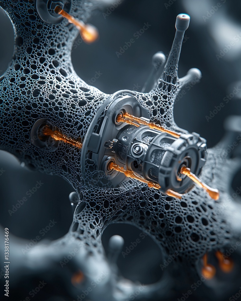 biomechanical fusion, living architecture, pulsating neon veins ...