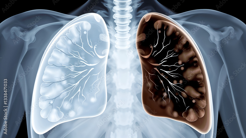 Healthy and damaged lungs,The left side,healthy lungs,clean air,healthy ...