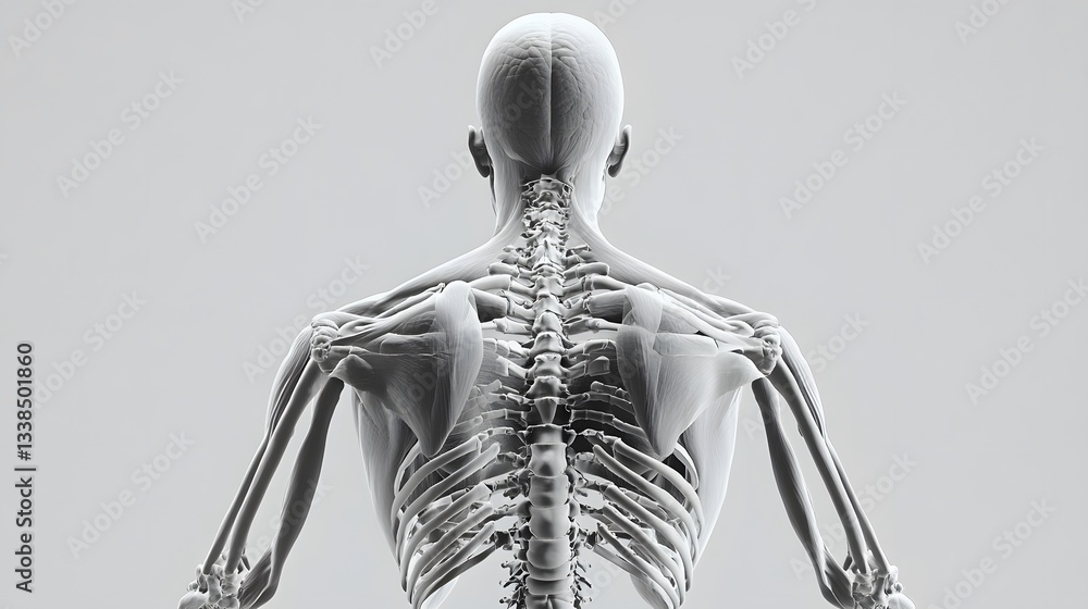 Human back showing spine and muscles anatomy Stock Illustration | Adobe ...