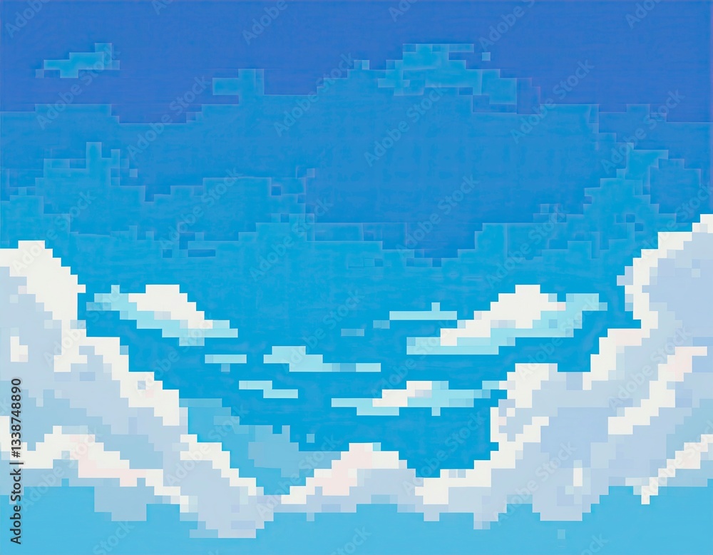 Pixel art, pixelated sky with fluffy white clouds Stock Illustration ...