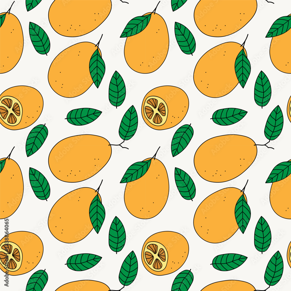 Vector seamless pattern with Kumquat citrus plants. Repeating ...