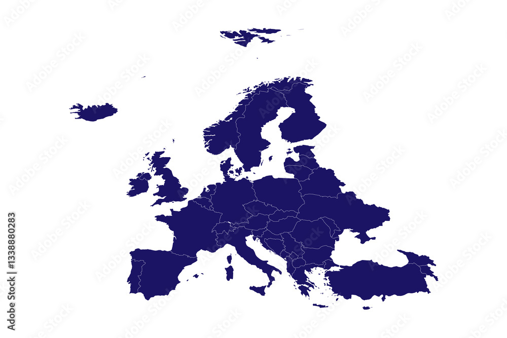 Europe map Blue color, isolated on white background for website layouts ...